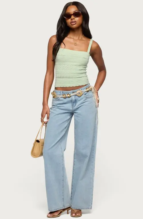 EDIKTED Raelynn Low Rise Baggy Jeans - Light-blue