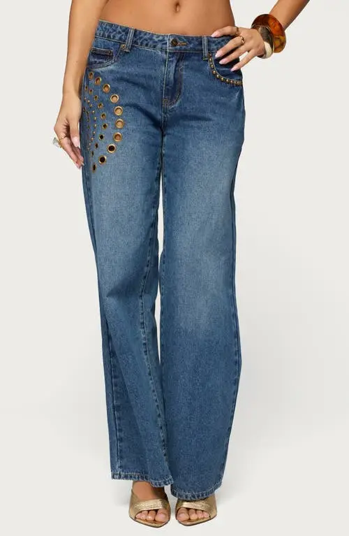 EDIKTED Monika Grommet Low Rise Wide Leg Jeans