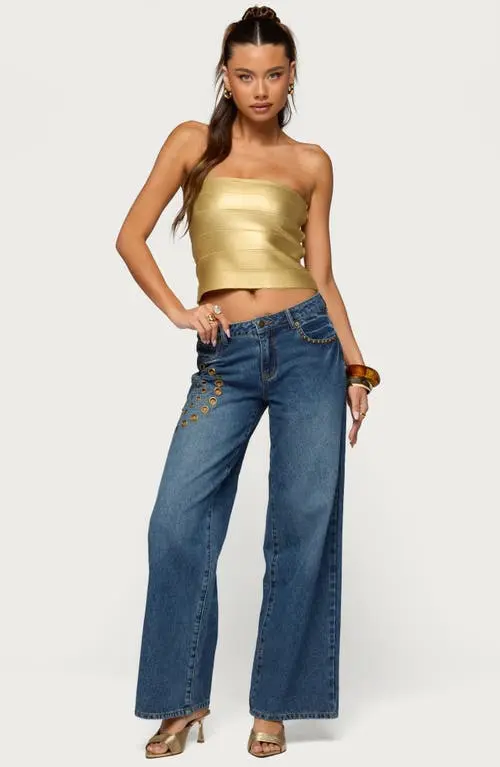 EDIKTED Monika Grommet Low Rise Wide Leg Jeans