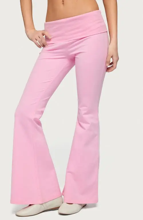 EDIKTED Naomi Foldover Flare Pants - Light-pink