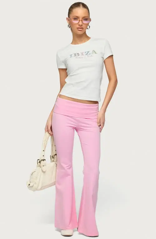 EDIKTED Naomi Foldover Flare Pants - Light-pink