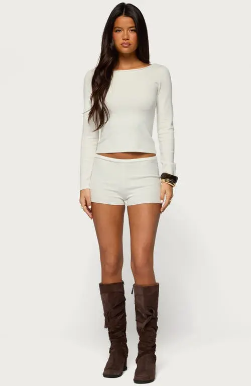 EDIKTED Arianna Knit Shorts - Cream