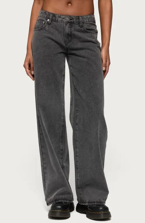 EDIKTED Raelynn Low Rise Baggy Jeans - Black-washed