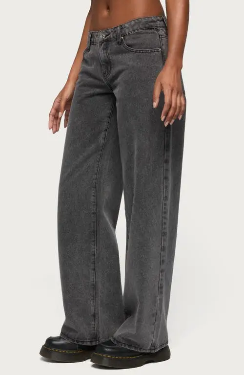 EDIKTED Raelynn Low Rise Baggy Jeans - Black-washed