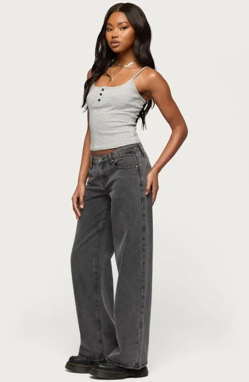 EDIKTED Raelynn Low Rise Baggy Jeans - Black-washed