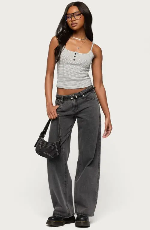 EDIKTED Raelynn Low Rise Baggy Jeans - Black-washed