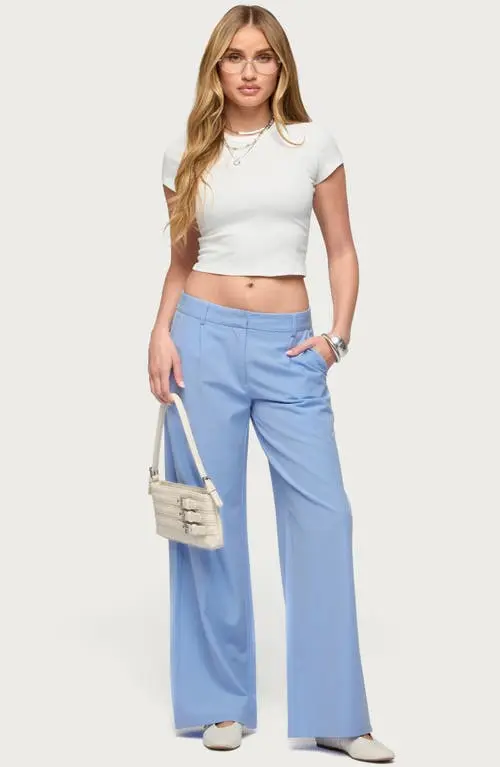 EDIKTED Pinstripe Low Rise Straight Leg Pants