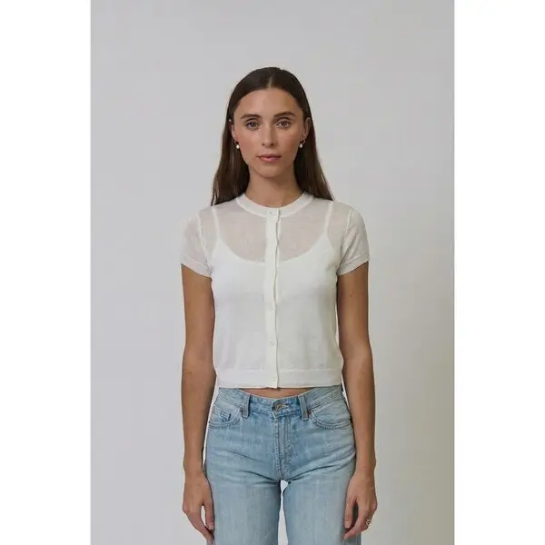 Central Park West Sheer Cardigan With Cami - White