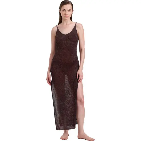 LUMA GOTTEX Solar Shimmer Knit Dress Cover-up - Brown-silver