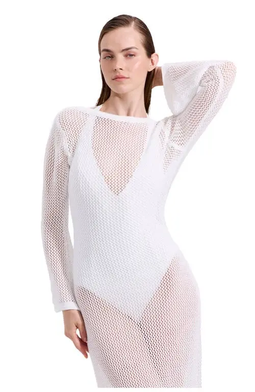LUMA GOTTEX Monaco Net Crochet Maxi Beach Dress Cover-up - Off-white