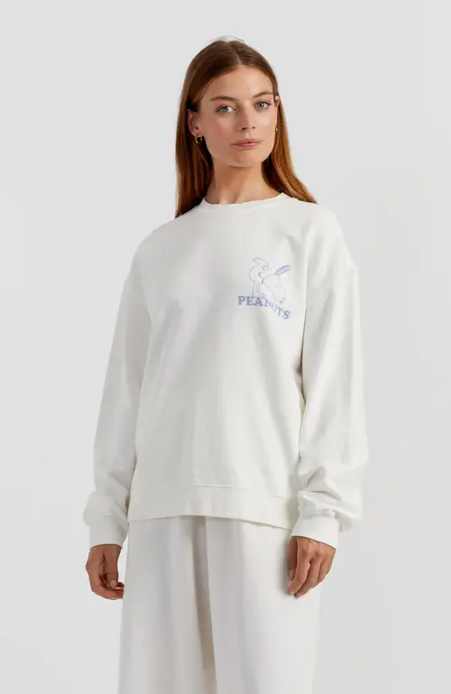 Chinti & Parker Peanuts Athletics Graphic Cotton Sweatshirt - Cream