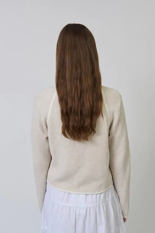Central Park West Celeste Tweed Yarn Zip-up Jacket
