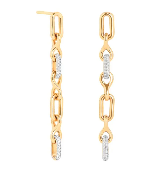 ASTRID & MIYU Pavé Chain Link Drop Stud Earrings - Gold