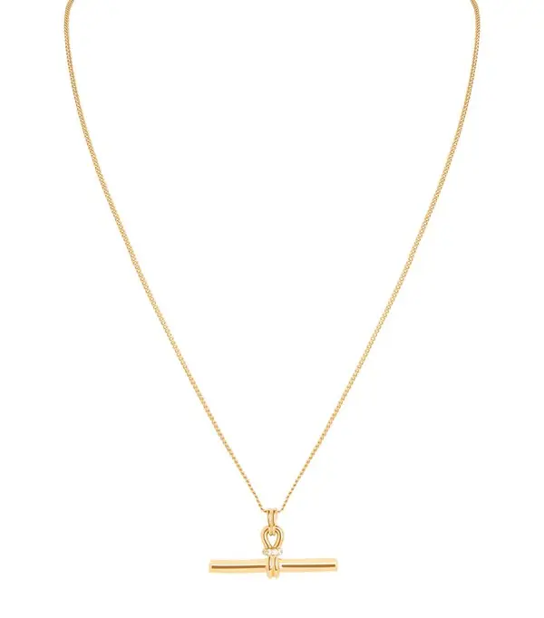 ASTRID & MIYU Plated Silver T-bar Pendant Necklace - Gold