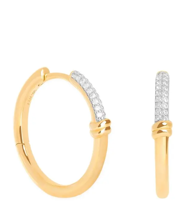 ASTRID & MIYU Plated Pavé Knot Hoop Earrings - Gold