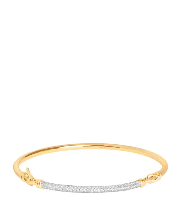 ASTRID & MIYU Plated Pavé Knot Bangle - Gold