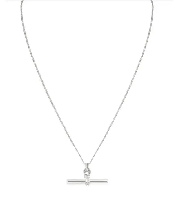 ASTRID & MIYU Rhodium-plated T-bar Pendant Necklace - Silver