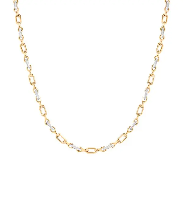 ASTRID & MIYU Pavé Chain Link Necklace - Gold