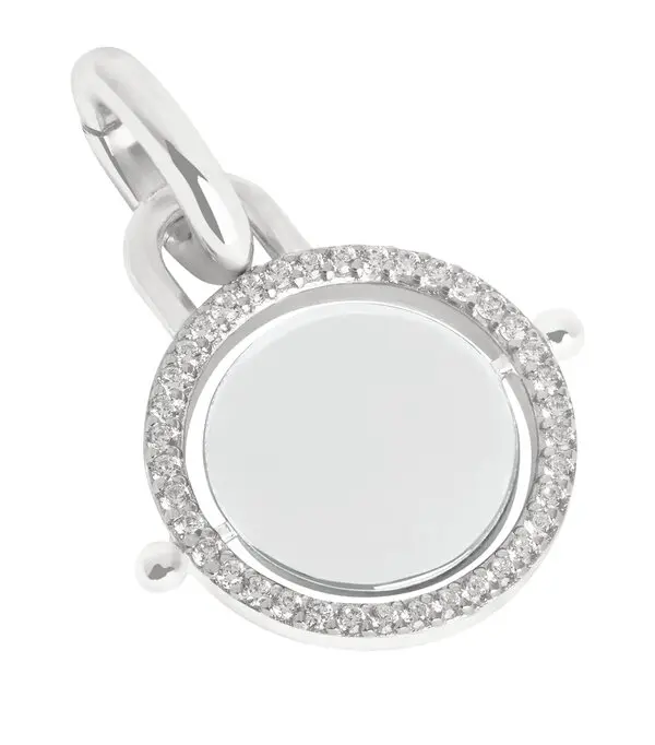 ASTRID & MIYU Rhodium-plated Pavé Spinning Coin Clip Charm - Silver