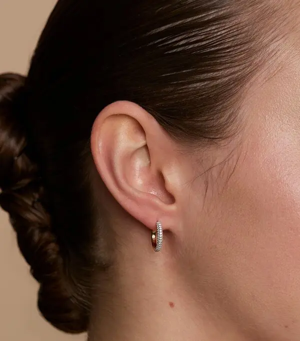 ASTRID & MIYU Plated Pavé Essential Hoop Earrings