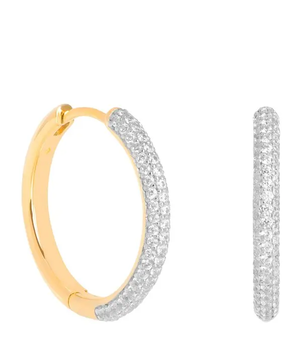 ASTRID & MIYU Plated Pavé Essential Hoop Earrings Medium - Gold