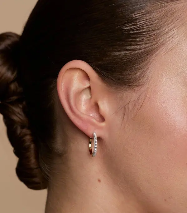 ASTRID & MIYU Plated Pavé Hoop Earrings