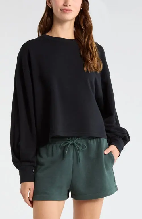 Zella French Terry Crewneck Sweatshirt - Black
