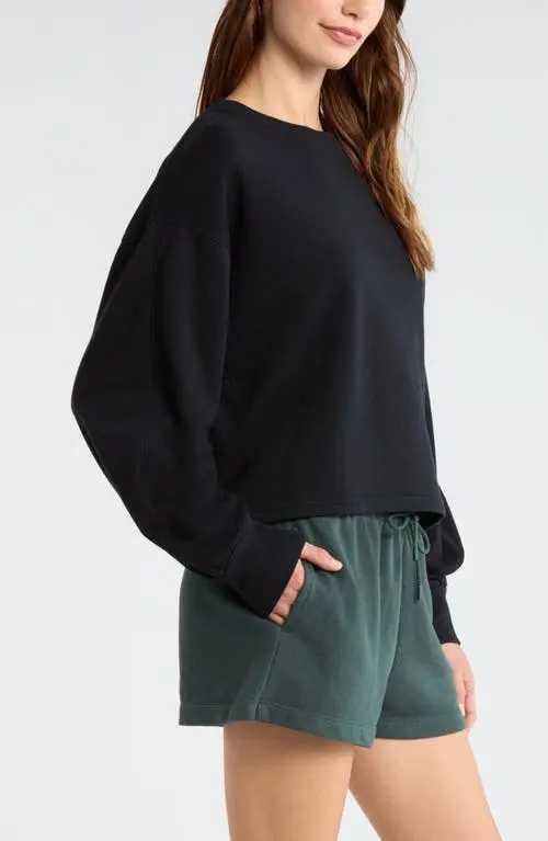 Zella French Terry Crewneck Sweatshirt - Black