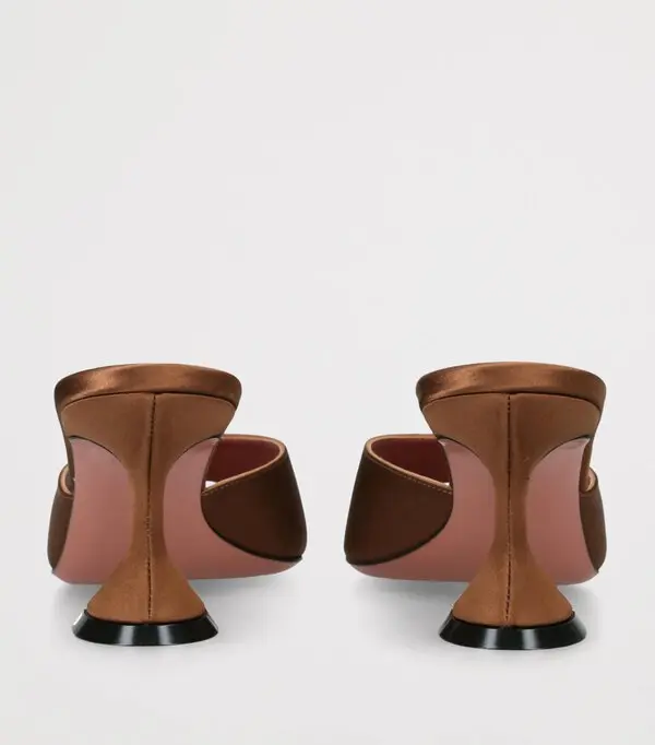 Amina Muaddi Satin Lupita Heeled Mules 70 - Brown