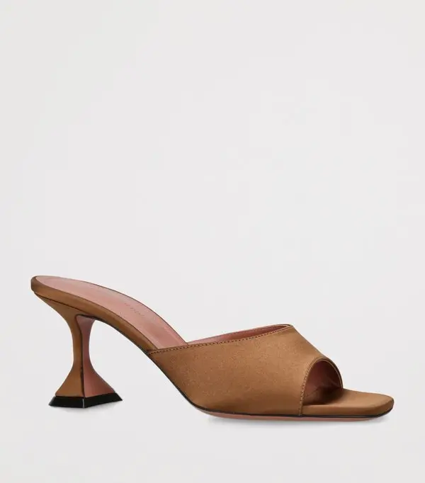 Amina Muaddi Satin Lupita Heeled Mules 70 - Brown