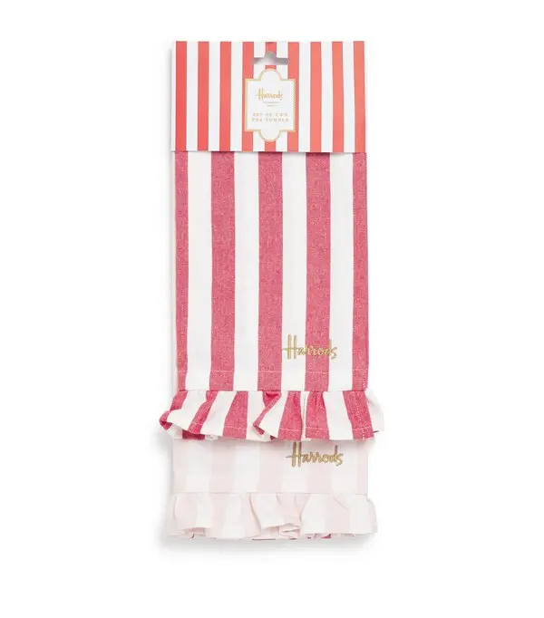 Harrods Stripe Ruffle Tea Towels - Red