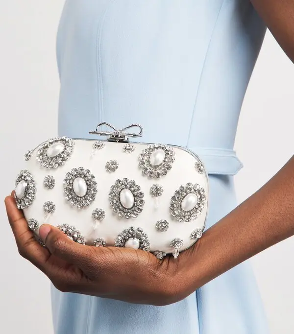SELF-PORTRAIT Satin Crystal Clutch
