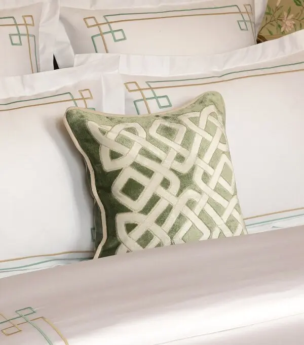 YVES DELORME Entrelac Marine Square Cushion Cover