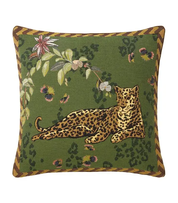 YVES DELORME Orchidia Square Cushion Cover - Green