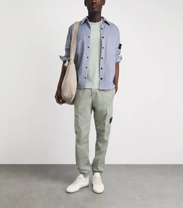 Stone Island Stretch-cotton Tapered Cargo Trousers - Green
