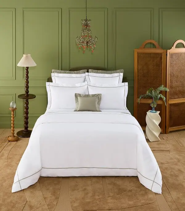 YVES DELORME Athena Super King Flat Sheet - Green