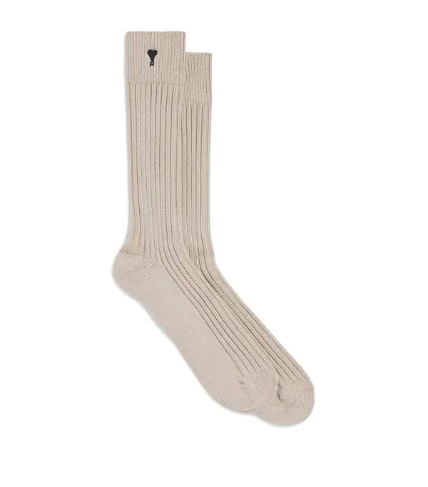 Ami Cotton-blend De Coeur Socks - Beige