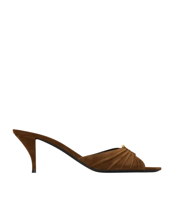 Saint Laurent Babylone Heeled Mules - Brown
