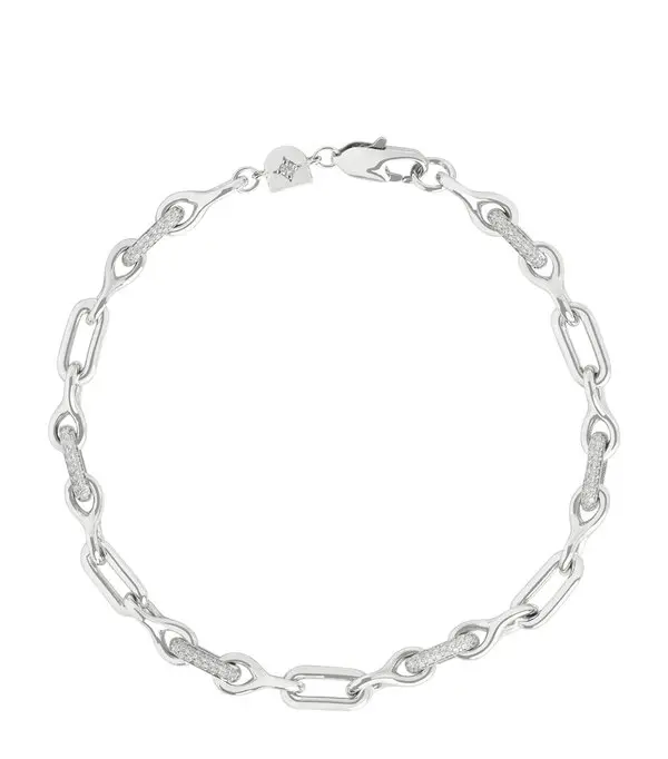 ASTRID & MIYU Rhodium-plated Pavé Chain Link Bracelet - Silver
