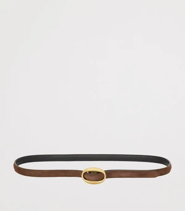 Saint Laurent Leather Oval Buckle Belt - Brown