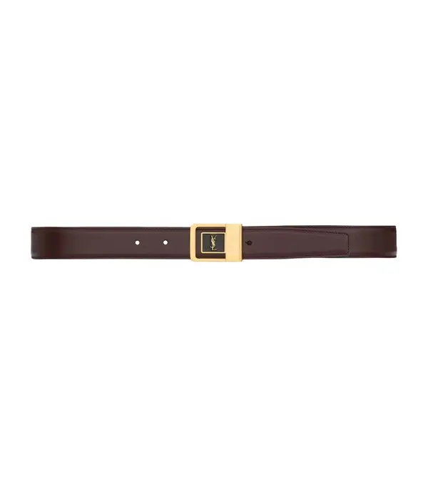 Saint Laurent Leather Logo Belt - Burgundy