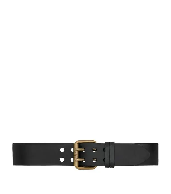 Saint Laurent Calfskin Motorcycle Buckle Belt - Black