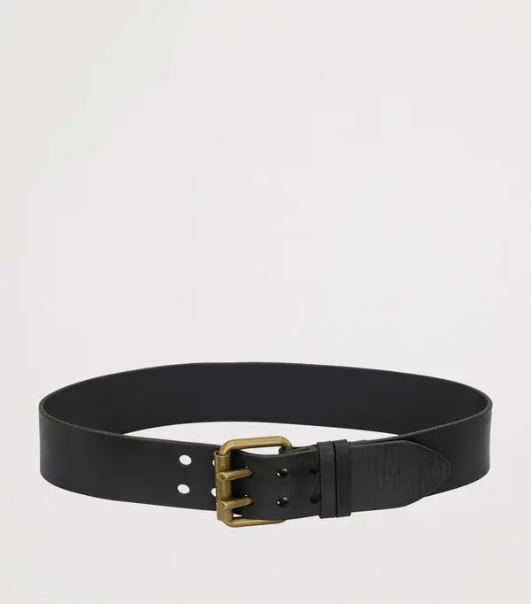 Saint Laurent Calfskin Motorcycle Buckle Belt - Black