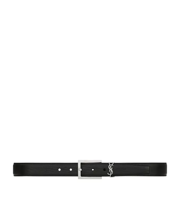 Saint Laurent Lambskin Cassandre Belt - Black