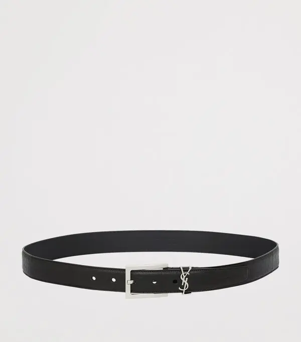 Saint Laurent Lambskin Cassandre Belt - Black