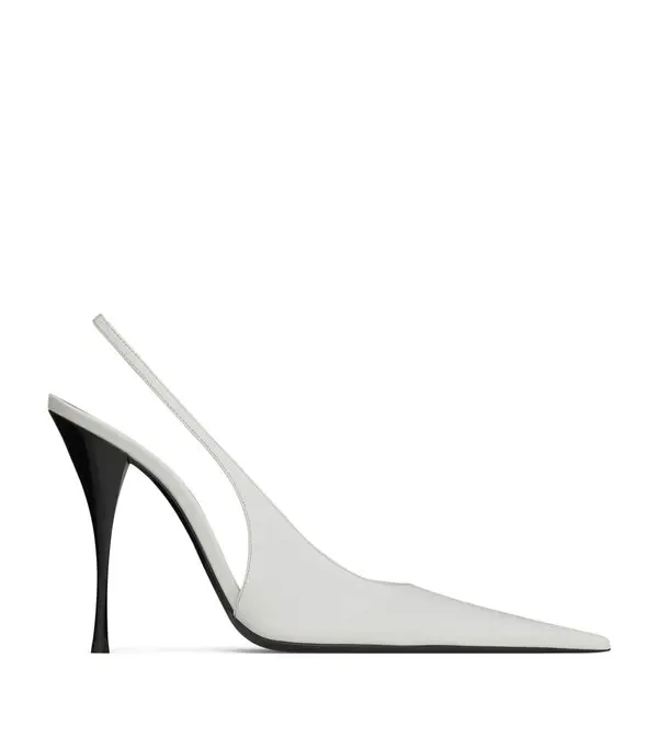 Saint Laurent Leather P.a.r.i.s Slingback Pumps 110 - White