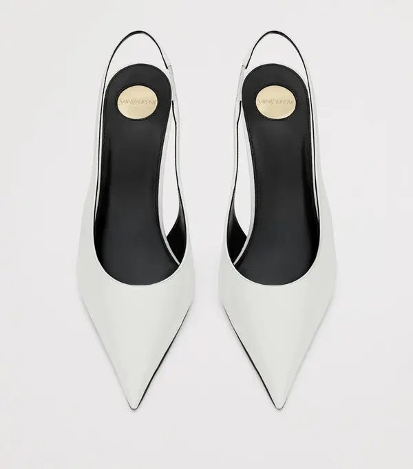 Saint Laurent Leather P.a.r.i.s Slingback Pumps 110 - White