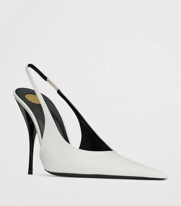 Saint Laurent Leather P.a.r.i.s Slingback Pumps 110 - White
