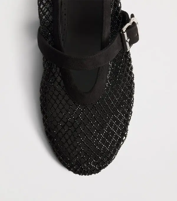 Alaïa Embellished Mesh Ballerina Flats - Black