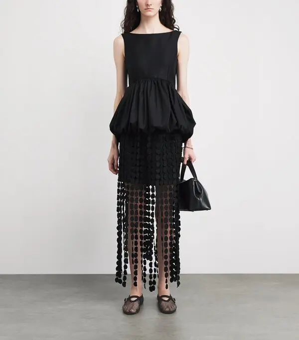 Alaïa Embellished Mesh Ballerina Flats - Black